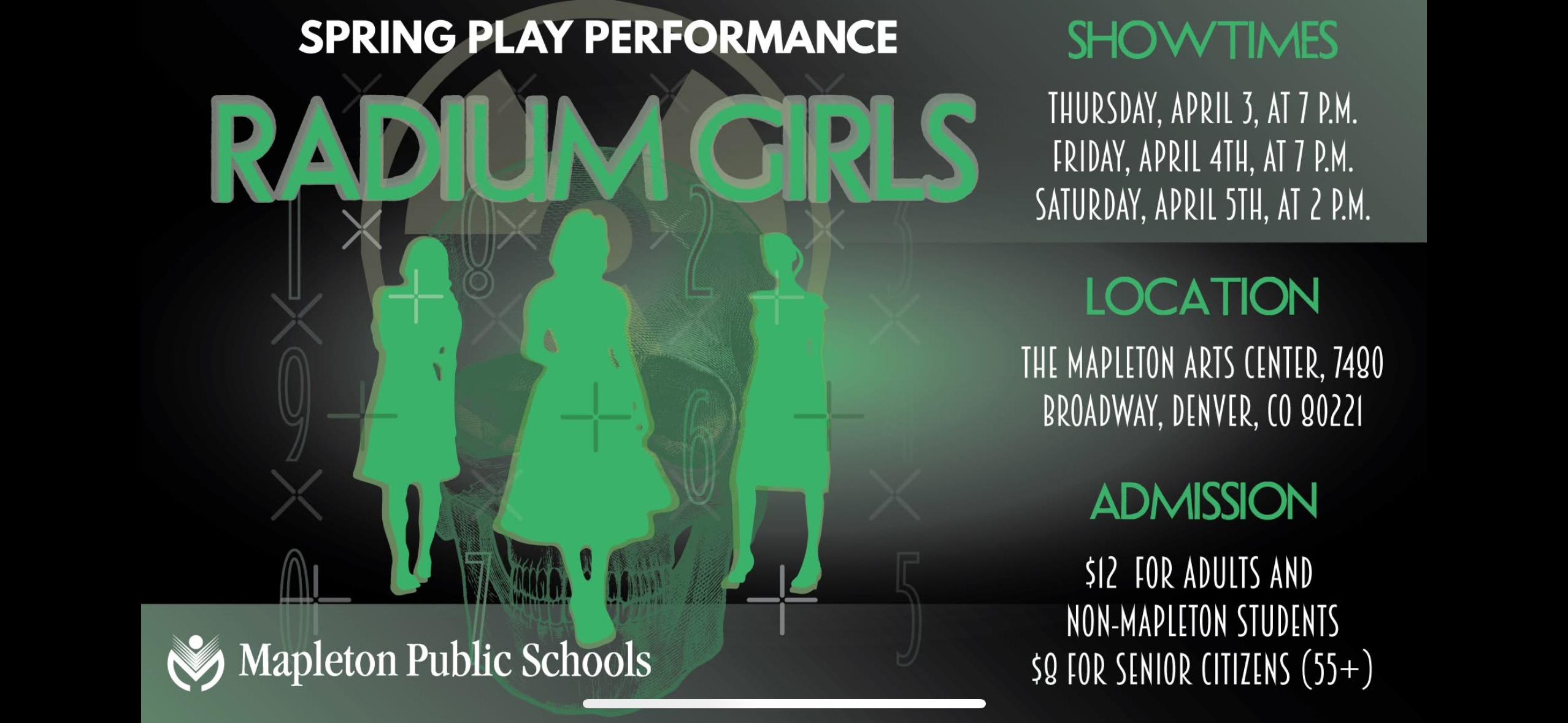 Radium Girls Tickets, Mapleton Arts Center, Denver | Vanco Events USA